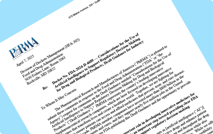 PhRMA’s Comments to the Food and Drug Administration on the Considerations for the Use of ...
